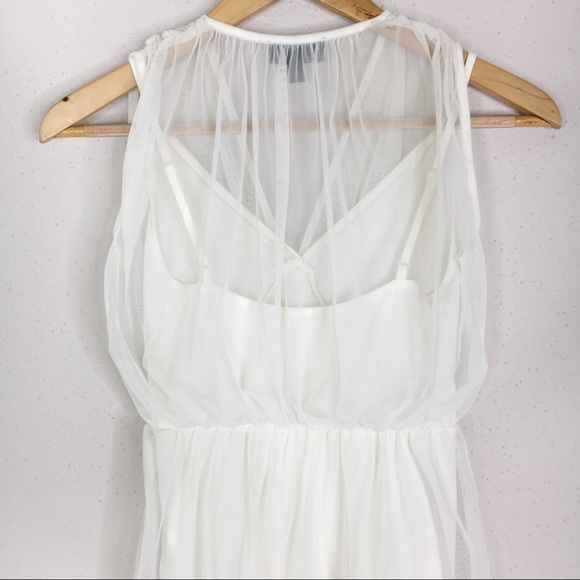 Topshop | Tops | Topshop Cream Sheer Tulle Overlay Bodysuit | Poshmark